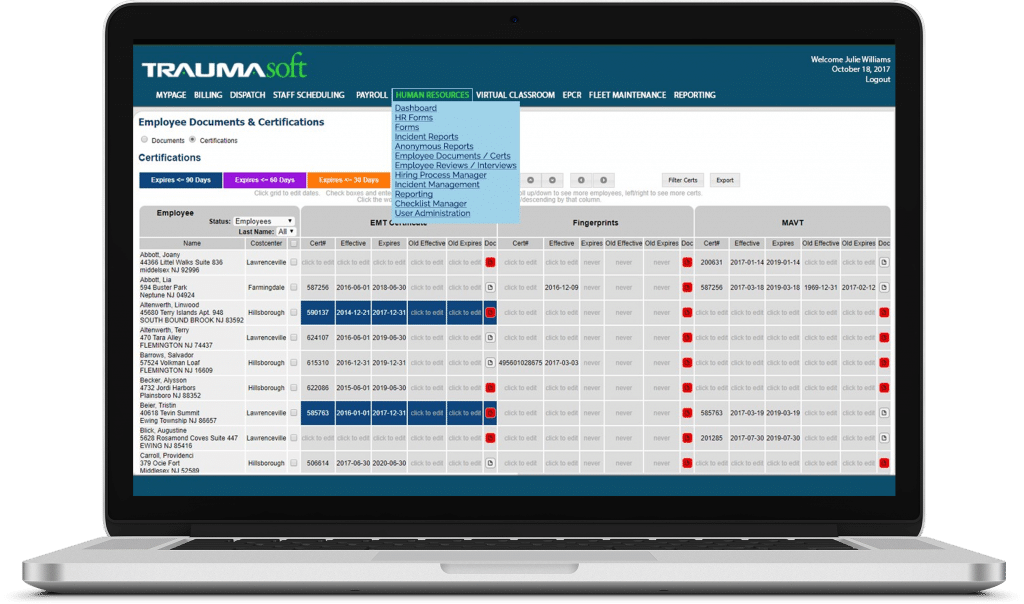 EMS Employee Operations Management Software - Traumasoft
